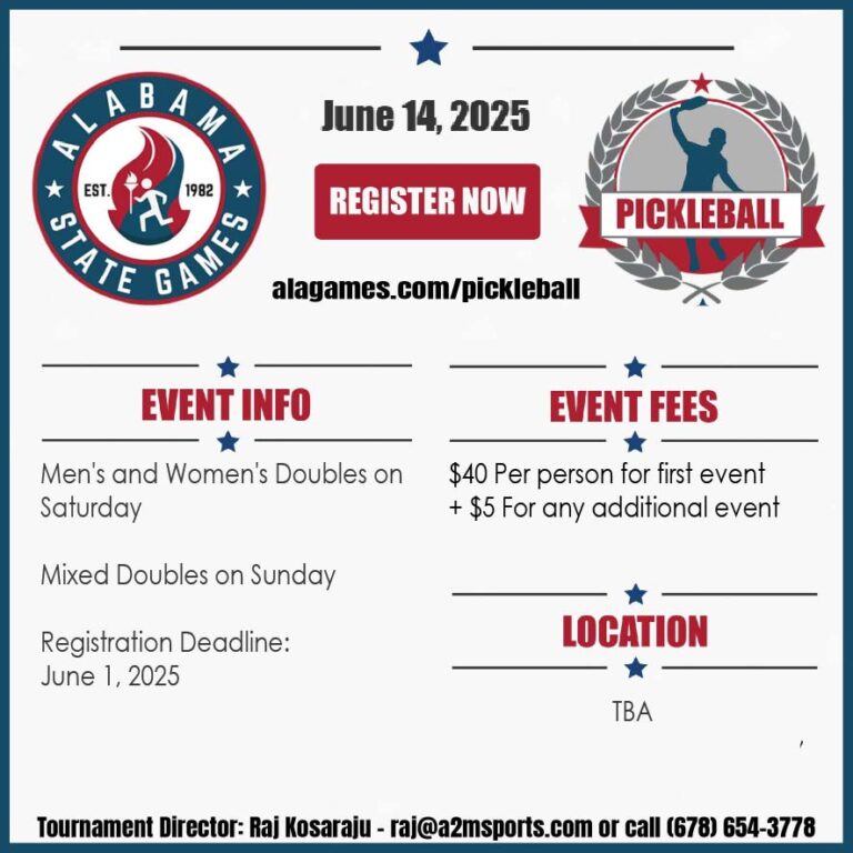 Events from January 24 – February 15 – Alabama Pickleball Tournaments